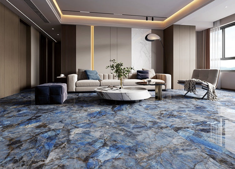 Sapphire Blue Sintered Stone – 4x10 ft Luxury Large-Format Slab ...